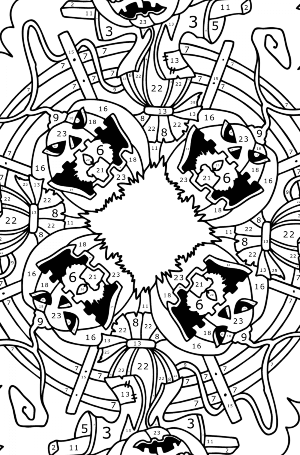 Stuffed pumpkins coloring page | Coloring-for-Adults.com