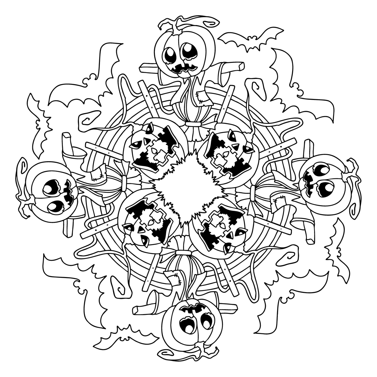 Stuffed pumpkins coloring page | Coloring-for-Adults.com