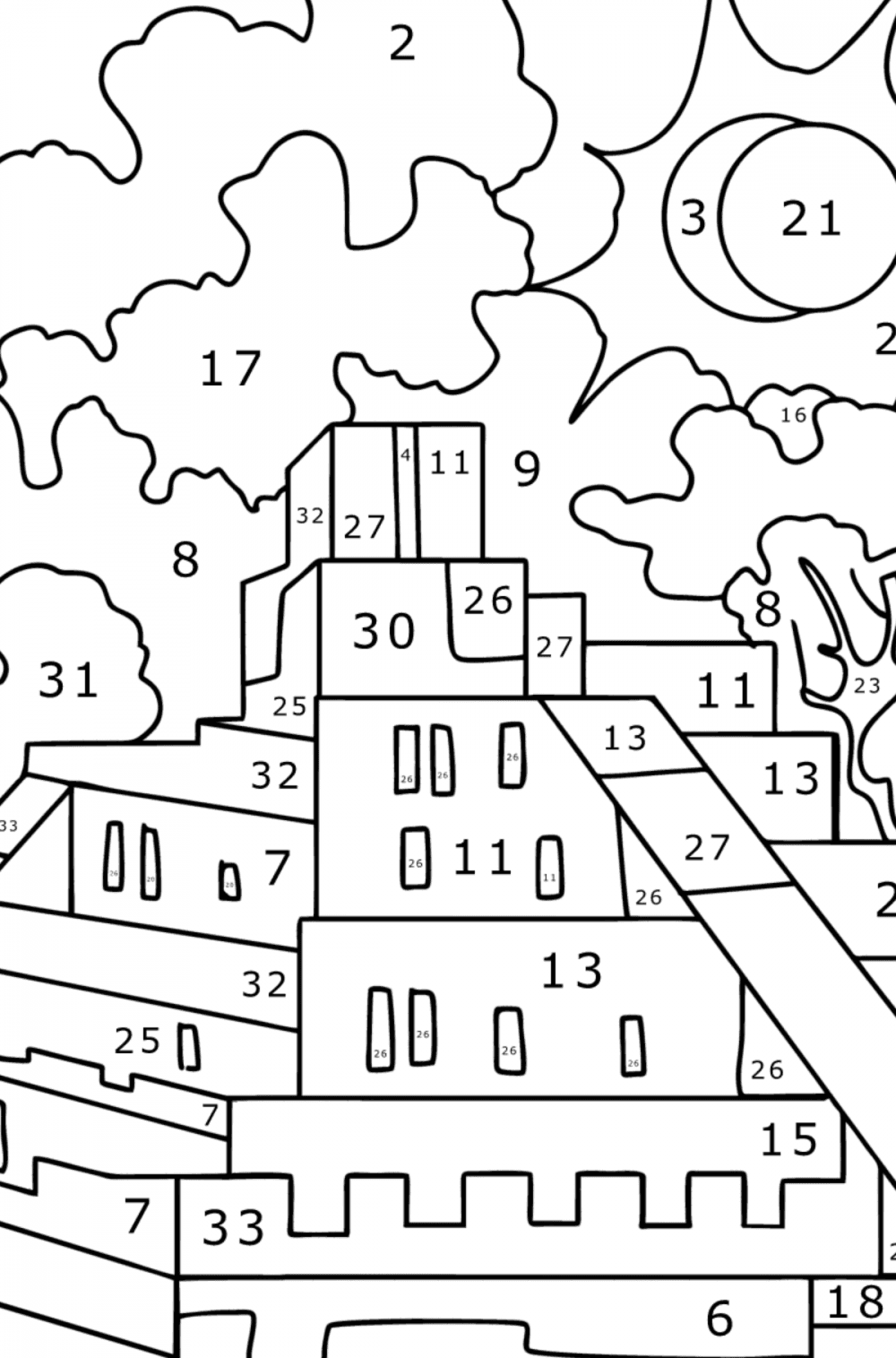 Eclipse Over Ziggurat coloring page ♥ Online, and Print for Free!
