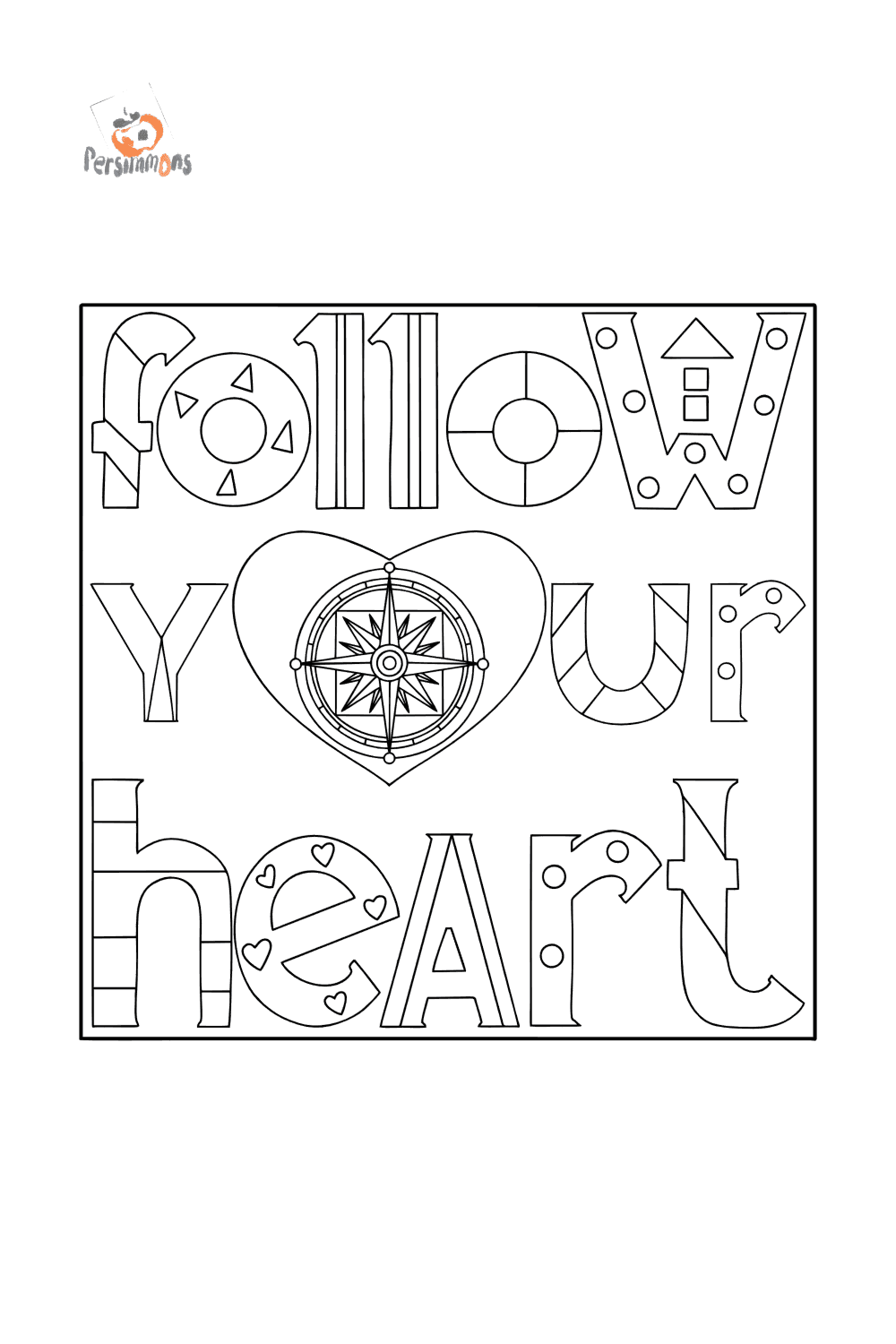 Follow your heart coloring page | Coloring-for-Adults.com