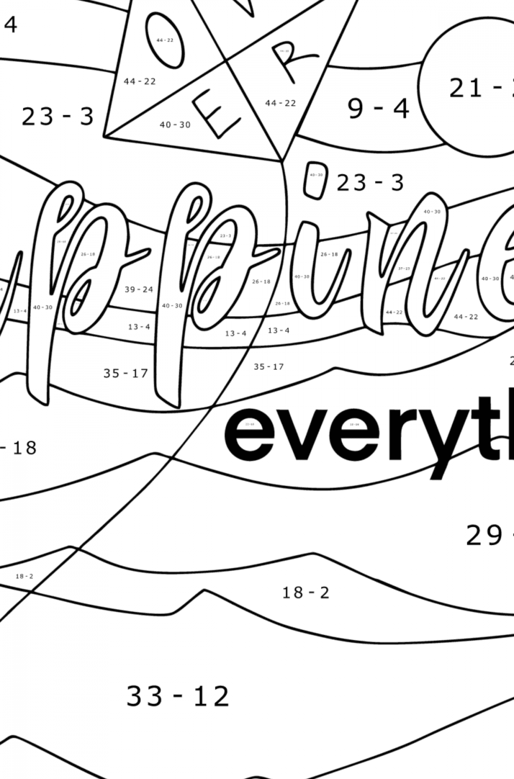 Happiness everything over coloring page | Coloring-for-Adults.com