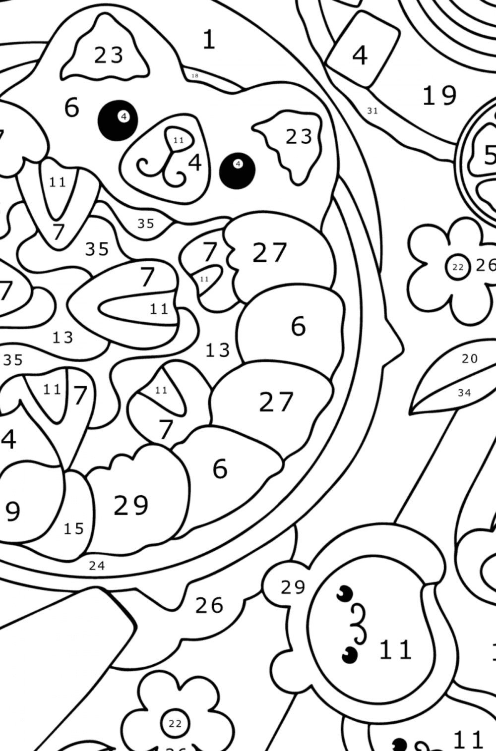 Strawberry tart with eyes coloring page | Coloring-for-Adults.com