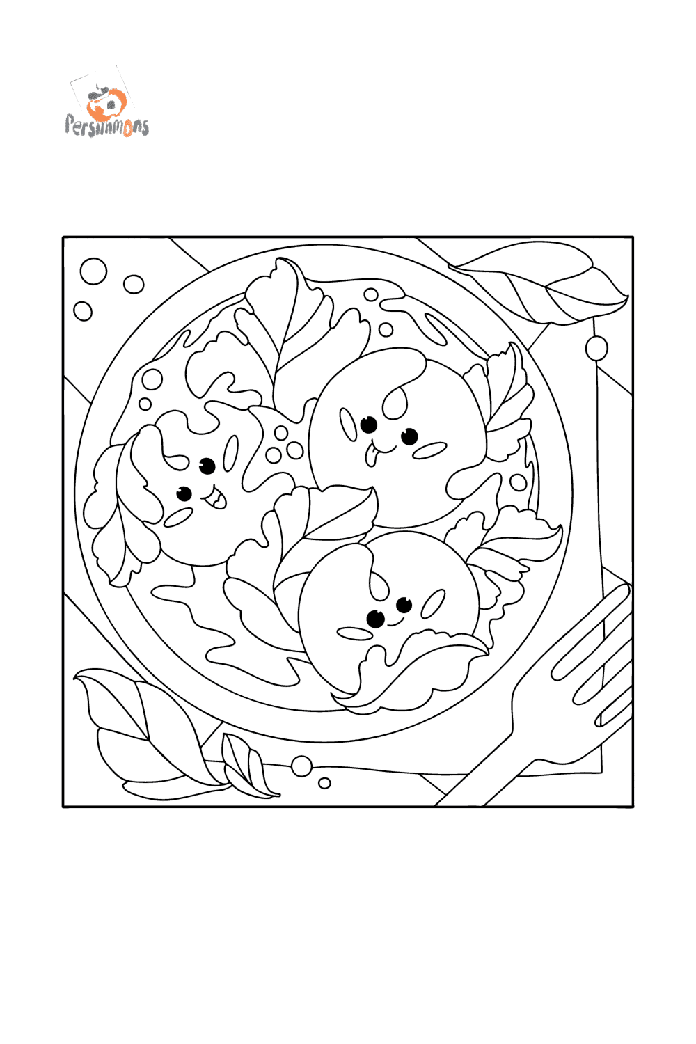 Kawaii dumplings coloring page | Coloring-for-Adults.com