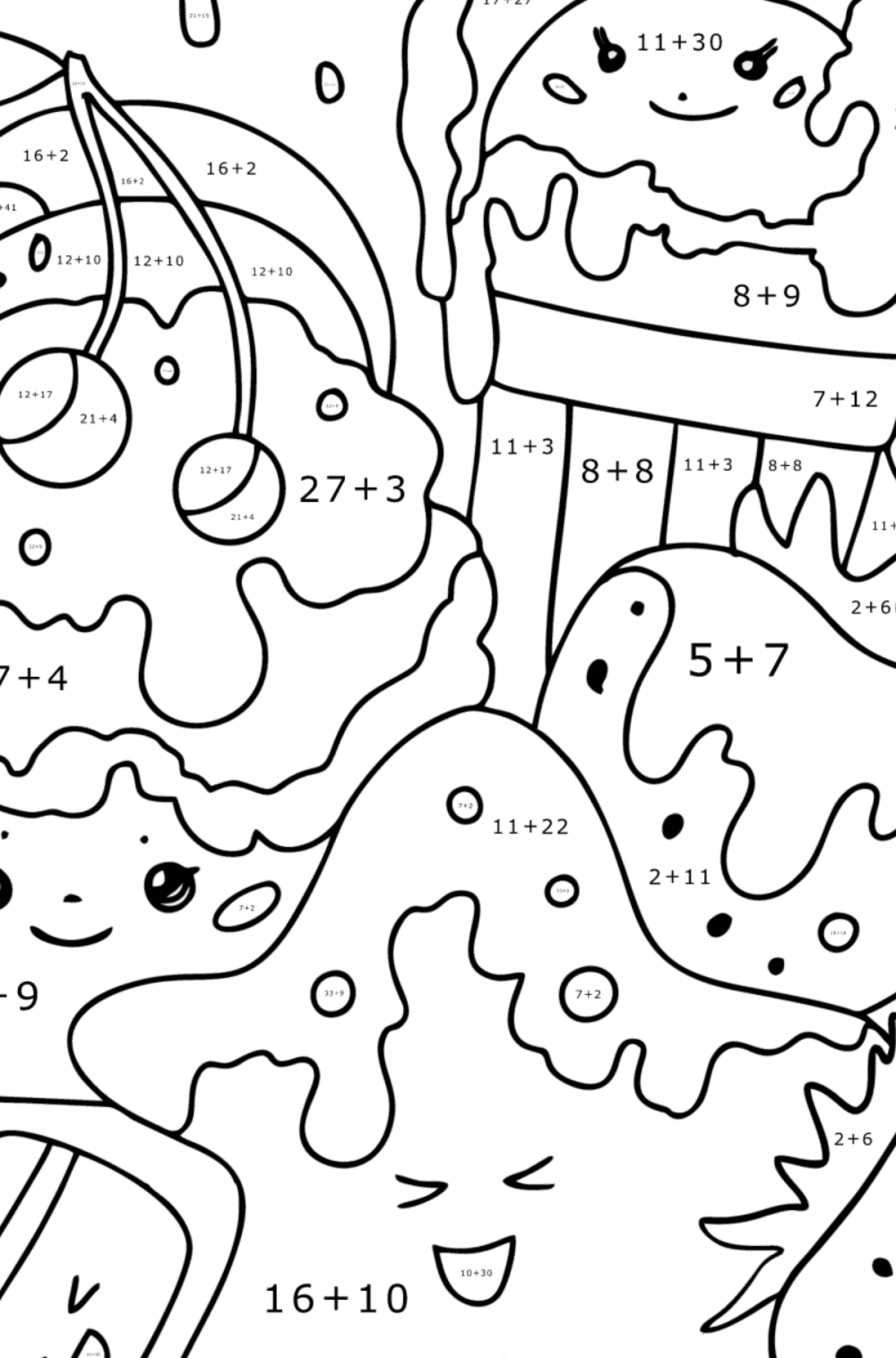 Kawaii goodies - Kawaii coloring pages for Adults online