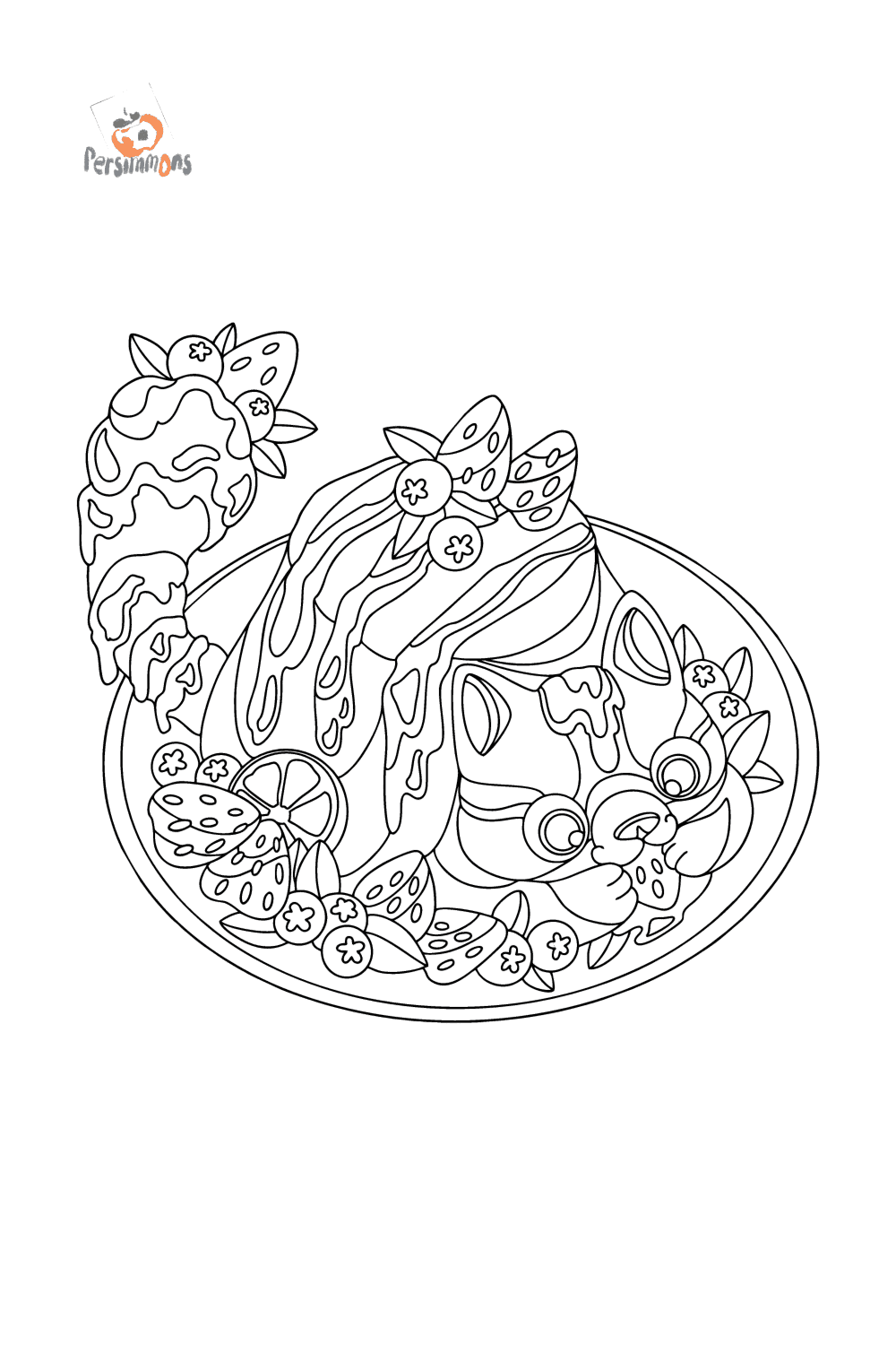 Pudding with berries coloring page | Coloring-for-Adults.com