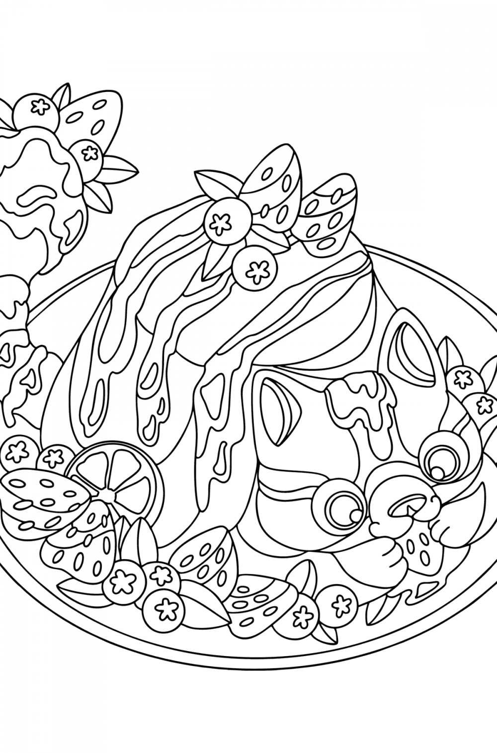 Pudding with berries coloring page | Coloring-for-Adults.com