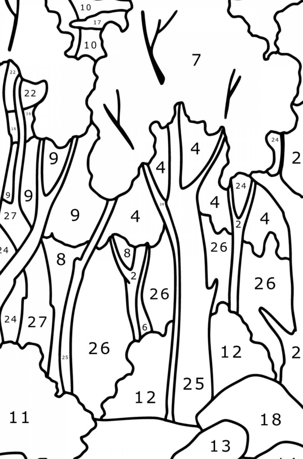Autumn forest - Landscapes coloring pages for Adults