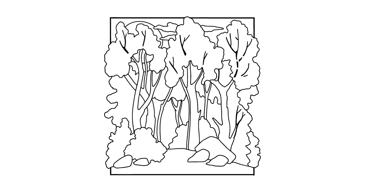 Autumn forest - Landscapes coloring pages for Adults