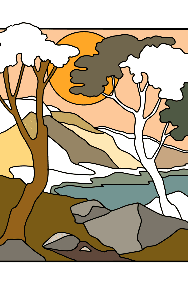 Sunrise - Landscapes coloring pages for Adults online and printable