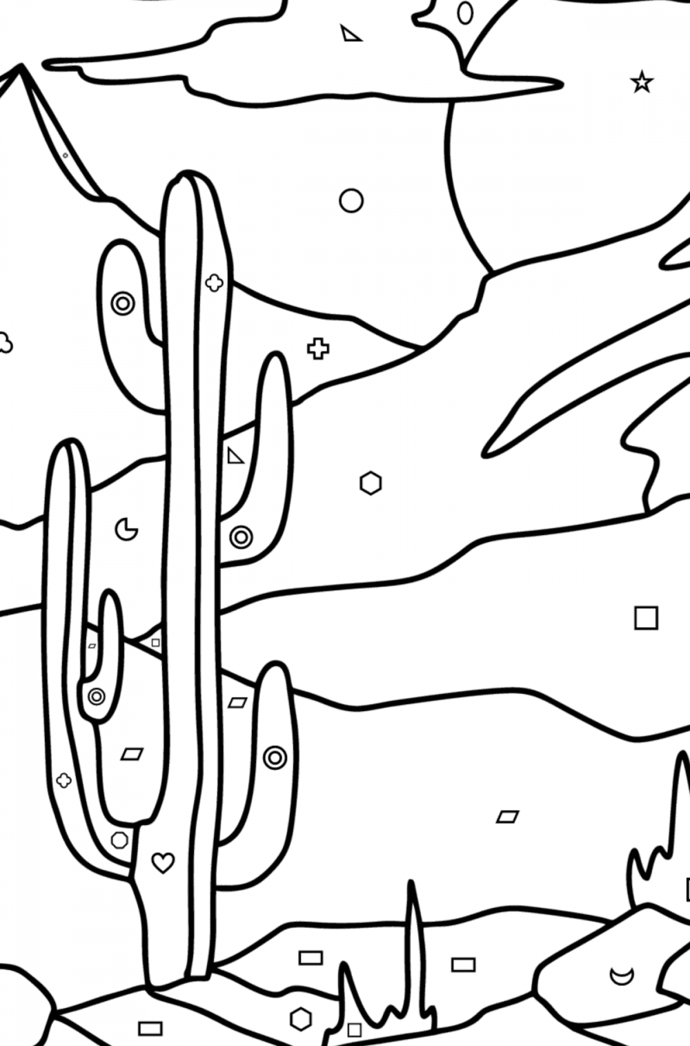 Sunrise in the desert - Landscapes coloring pages for Adults