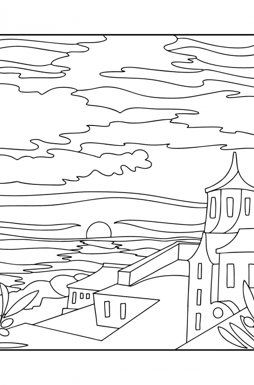 Landscapes coloring pages for Adults - Online or Printable