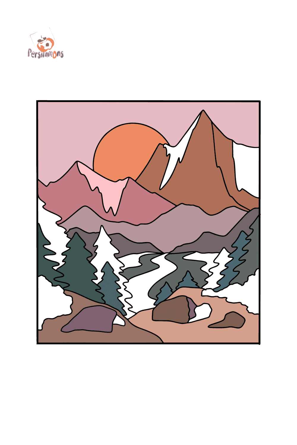 Sunset in the Alps - Landscapes coloring pages for Adults