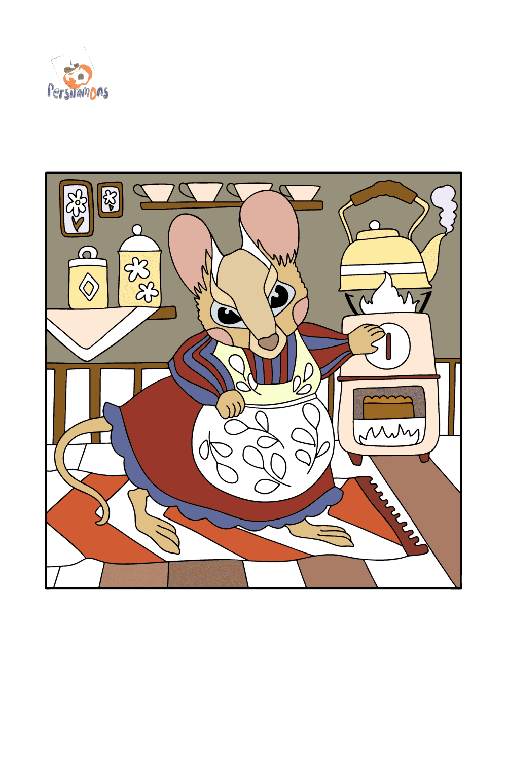 Mouse cooks food coloring page | Coloring-for-Adults.com