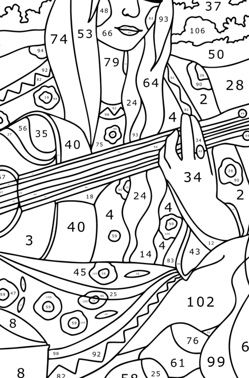 Music of the 60s coloring page | Coloring-for-Adults.com