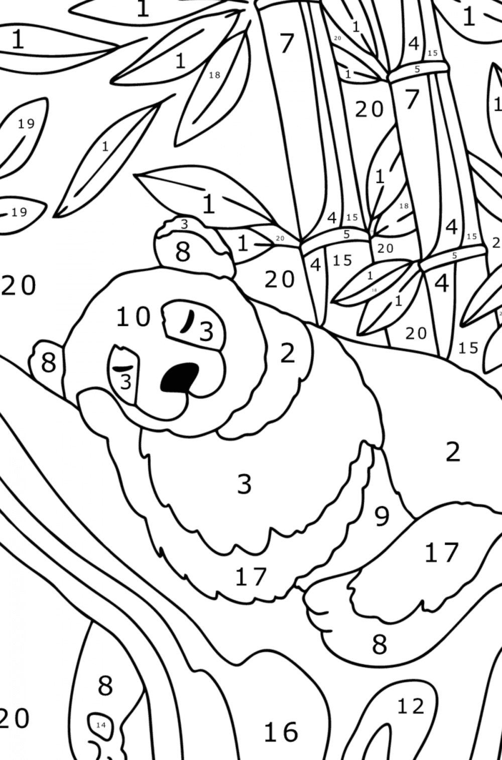 Panda i naturen Målarbild - Coloring-for-Adults.com
