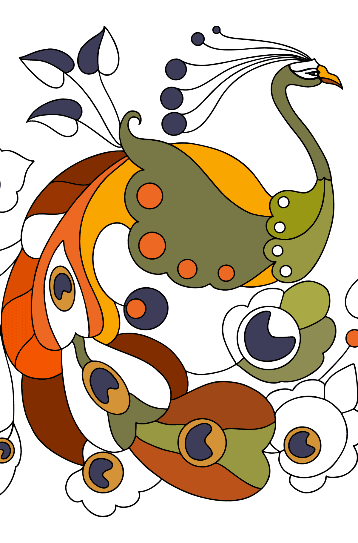 Peacock With Golden Feathers Peacocks Coloring Pages For Adults