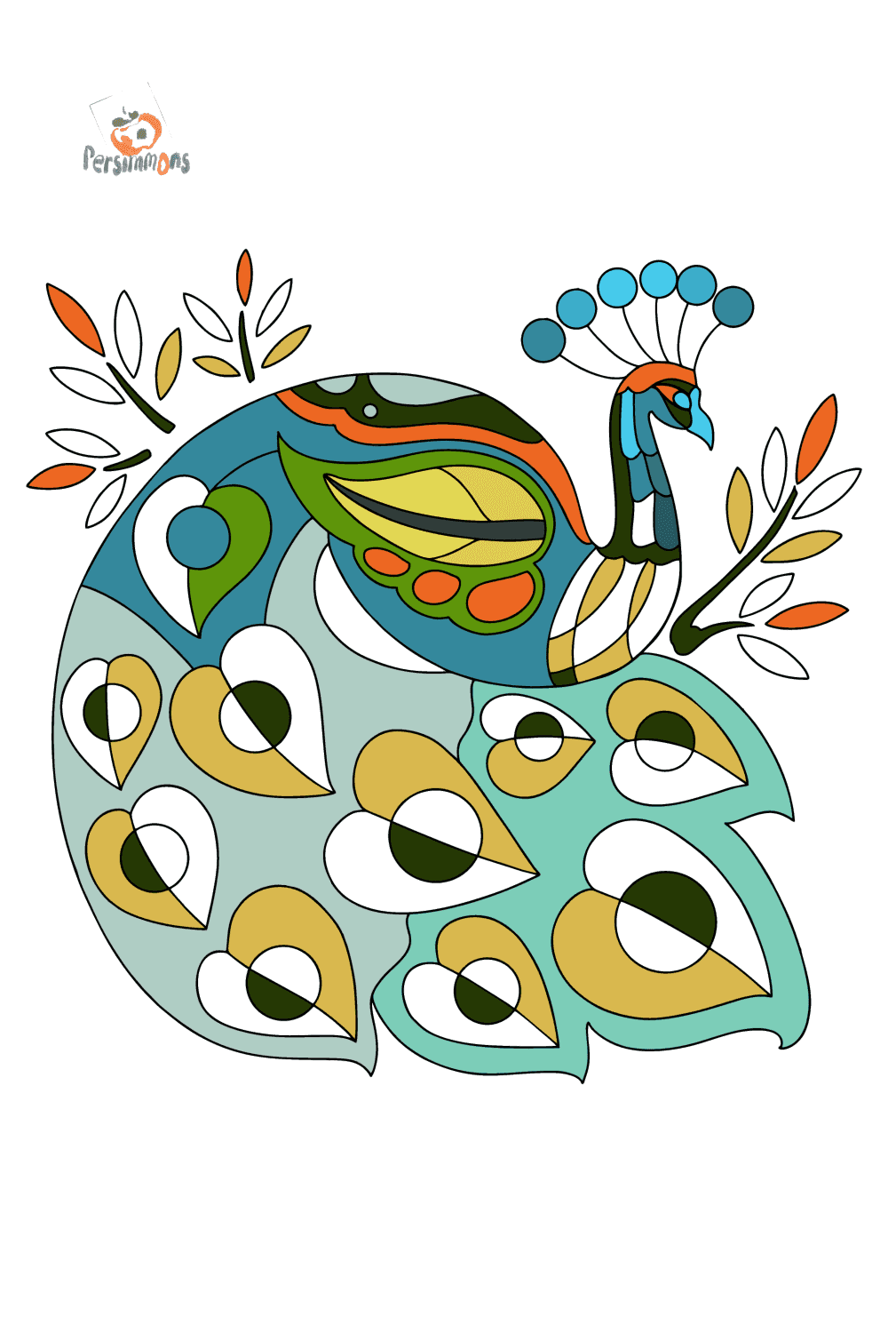 Turquoise peacock - Peacocks Coloring pages for Adults