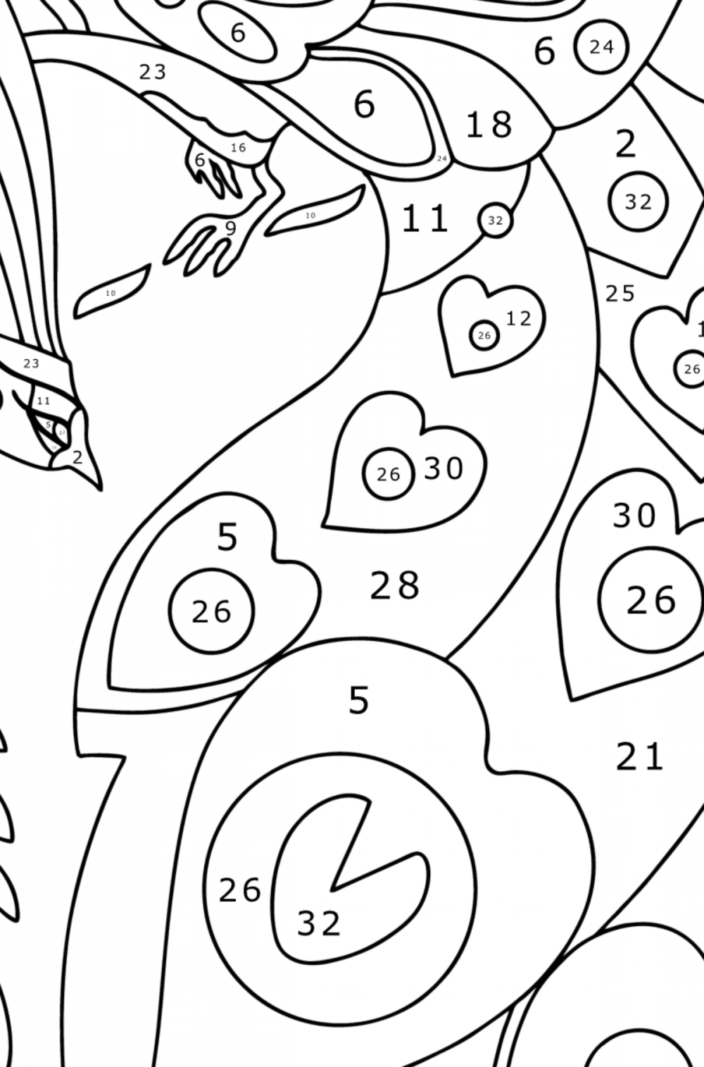 Peacock on a branch - Peacocks Coloring pages for Adults