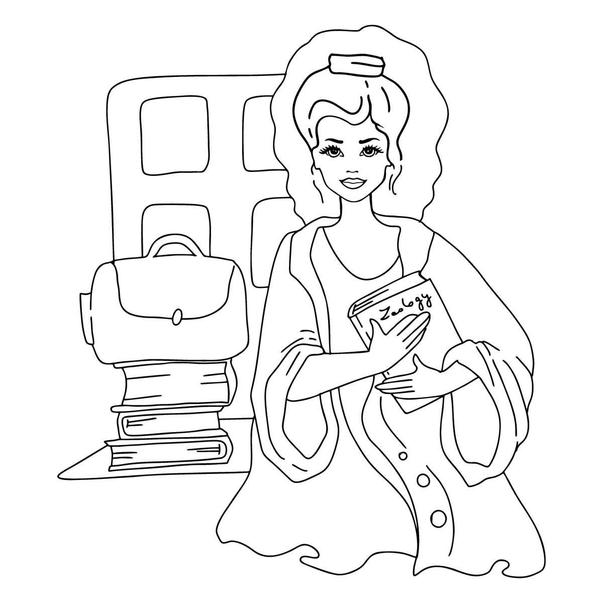 Girl student - People Coloring pages for Adults for Free