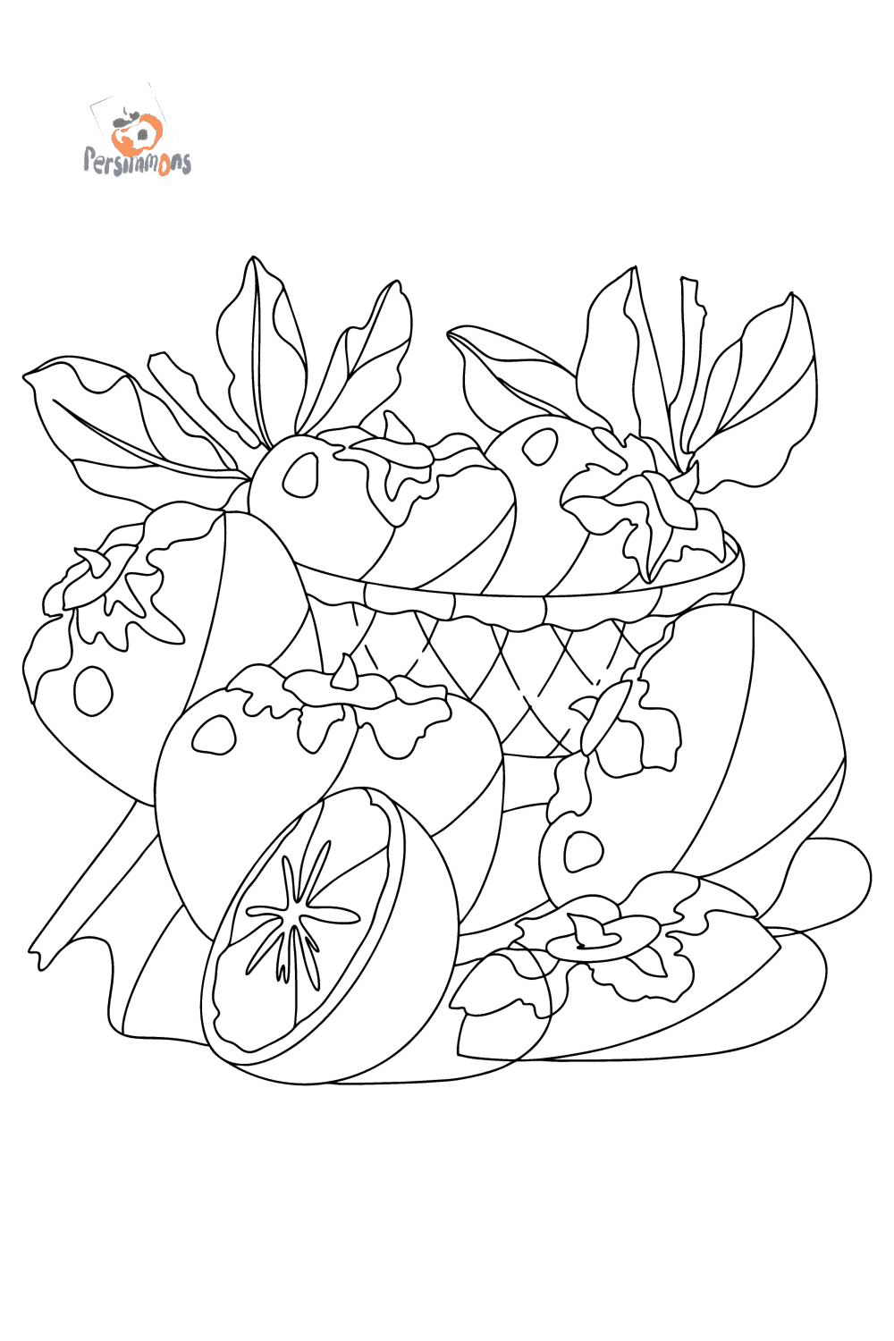 Fresh persimmon - Persimmons coloring pages for Adults online