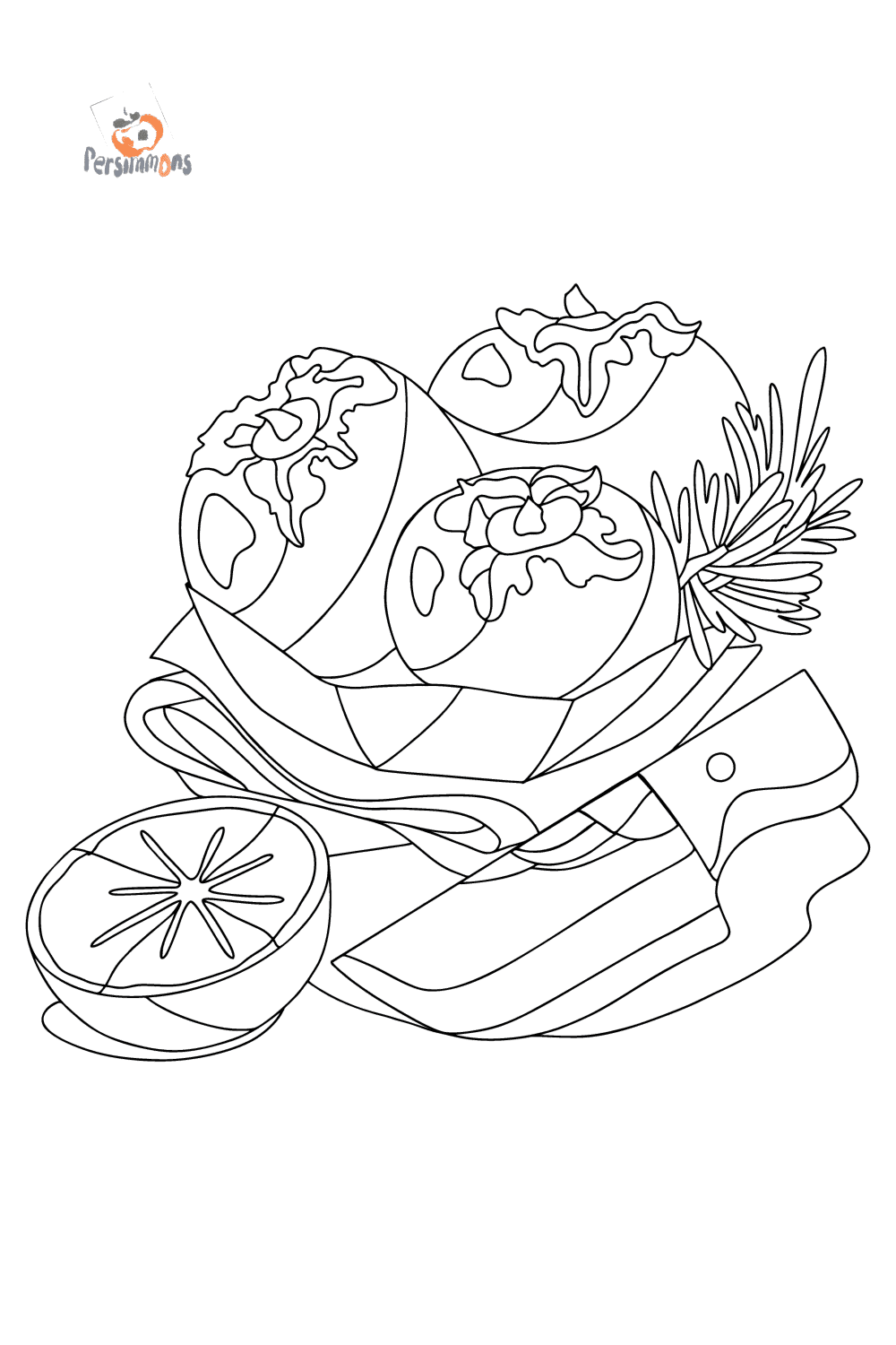 Useful persimmon - Persimmons coloring pages for Adults online