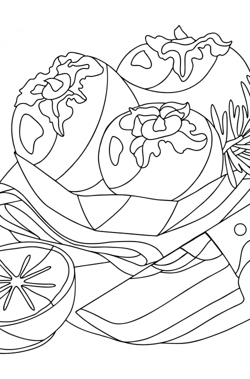 Persimmons coloring pages for Adults - Online or Printable