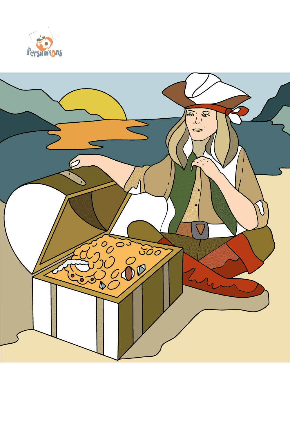 Pirate and jewels - Pirates coloring pages for Adults online