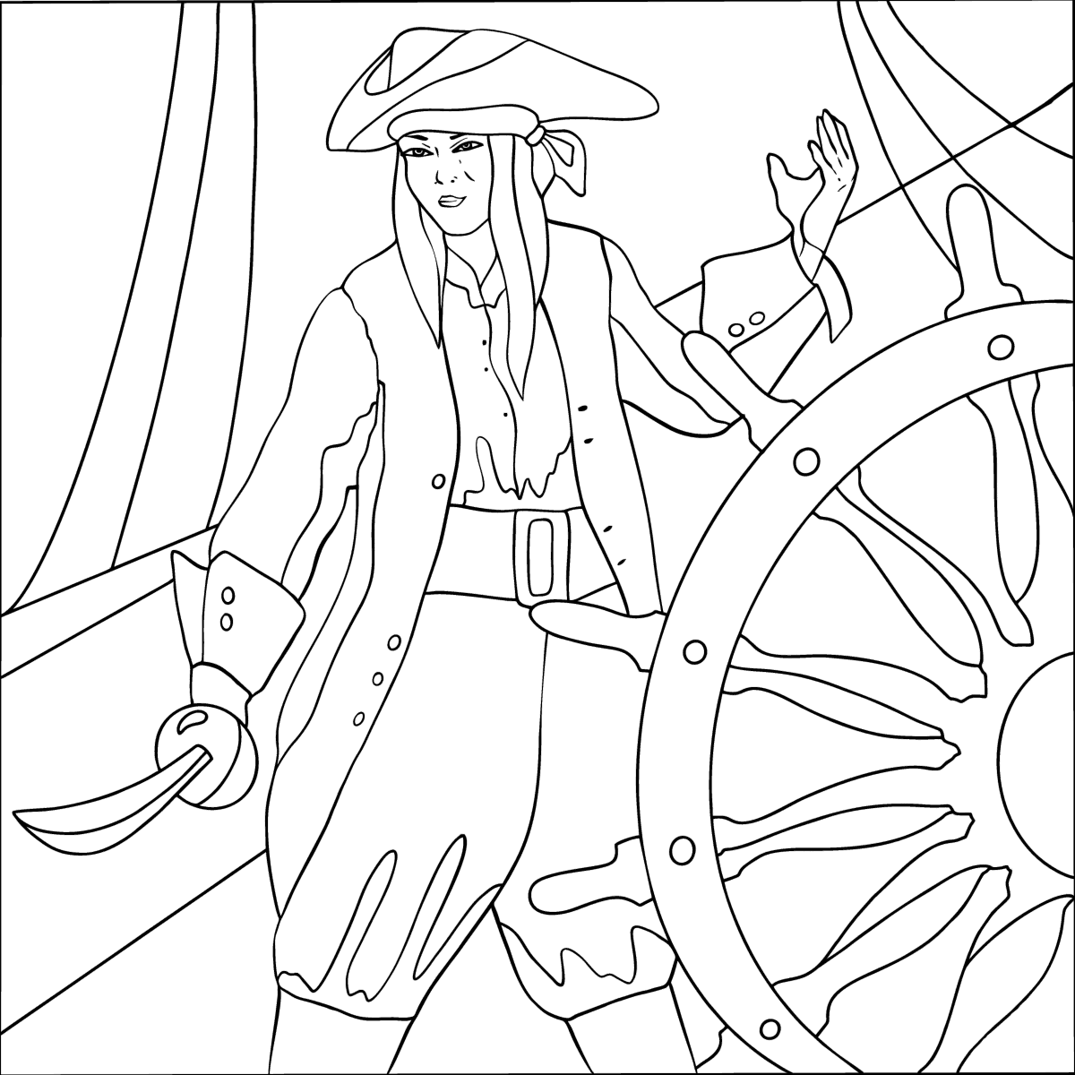 Young Pirate - Pirates coloring pages for Adults online and printable