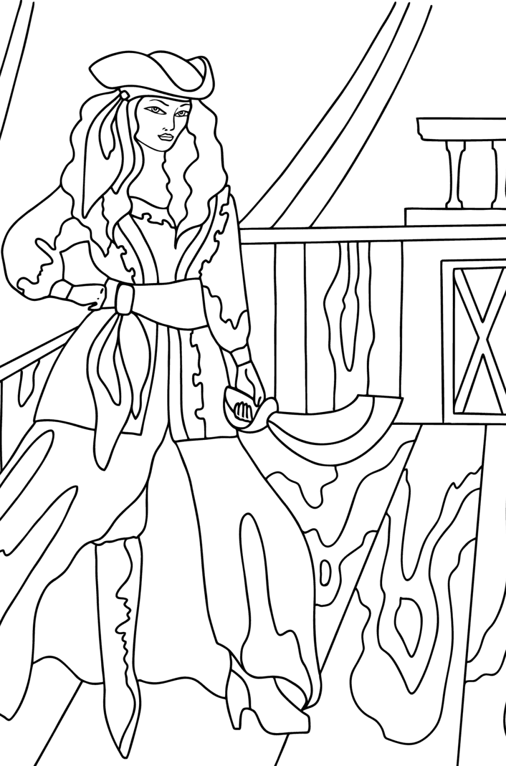 Nice pirate - Pirates coloring pages for Adults online and printable