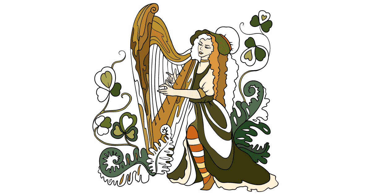 Girl Playing the Lyre coloring page ♥ Online, and Print for Free!