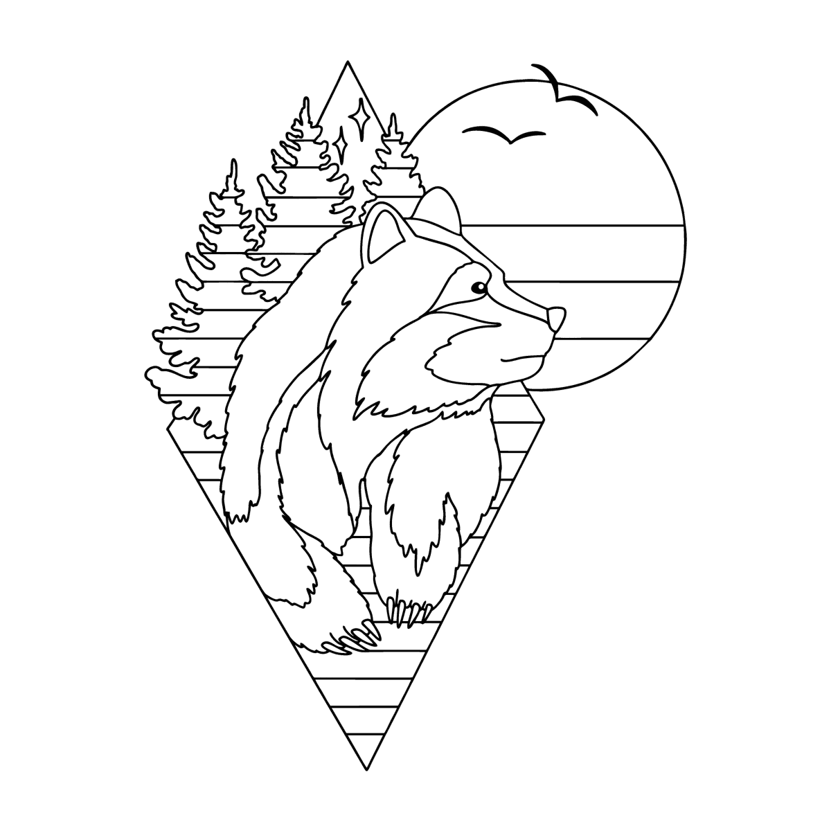 Bear tattoo coloring page | Coloring-for-Adults.com Bear tattoo coloring page | Coloring-for-Adults.com