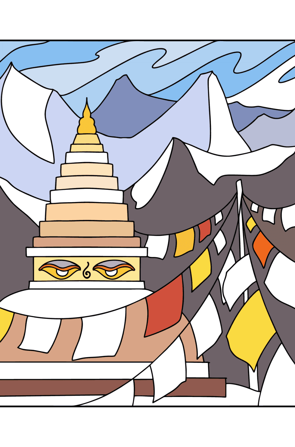 Gateway to the Buddhist monastery coloring page - Color Online!