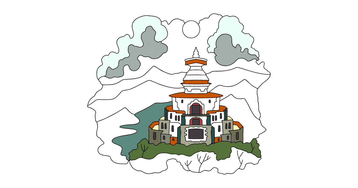 Buddhist Monastery in Himalayas coloring page ♥ Online!