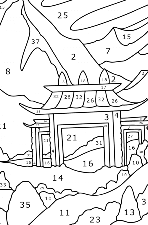 Gateway to the Buddhist monastery coloring page - Color Online!