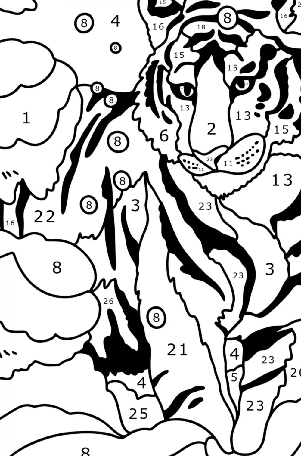 Amur tiger - Tigers coloring pages for Adults online and printable