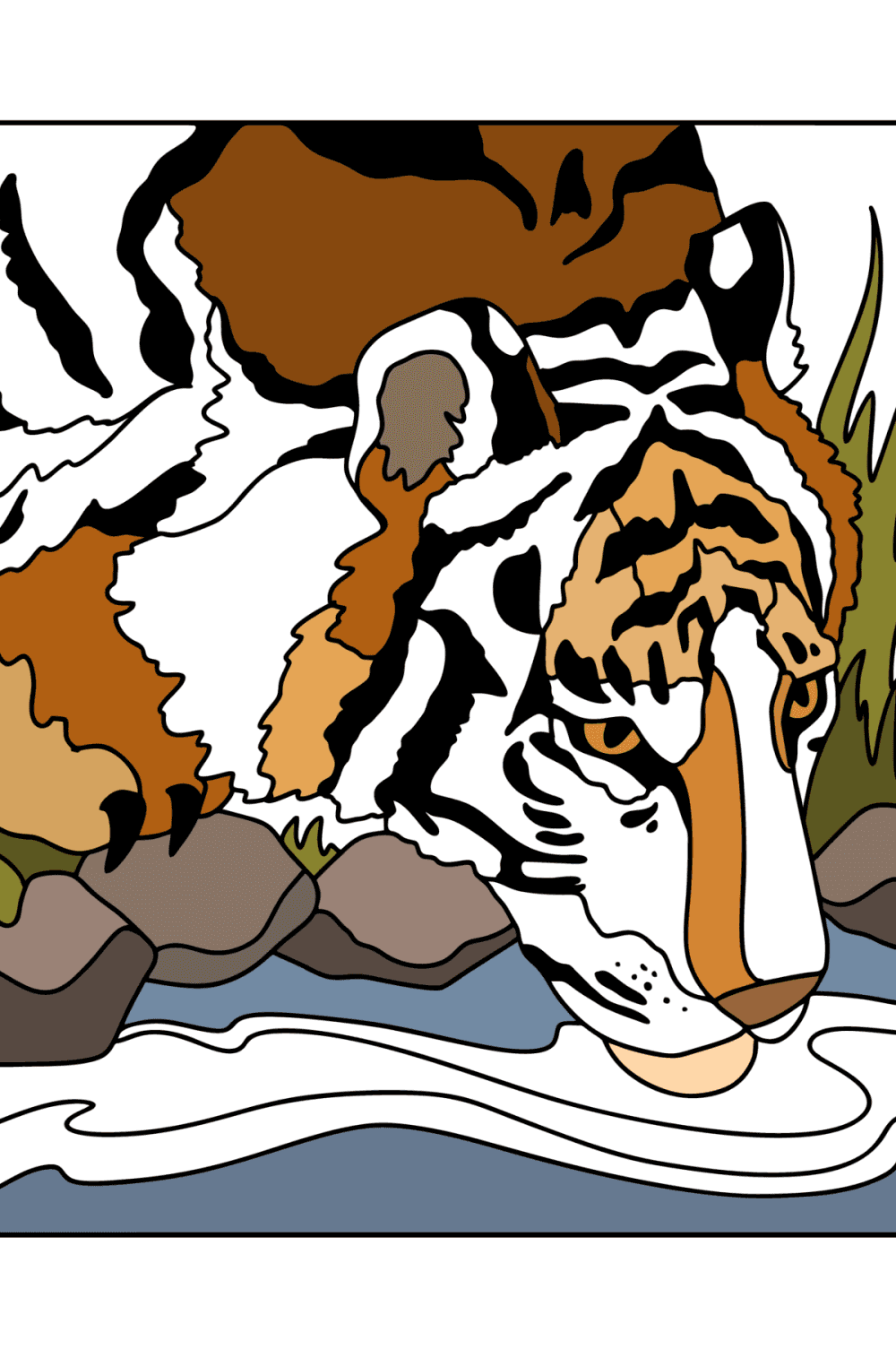 Tiger and Jungle - Tigers coloring pages for Adults online