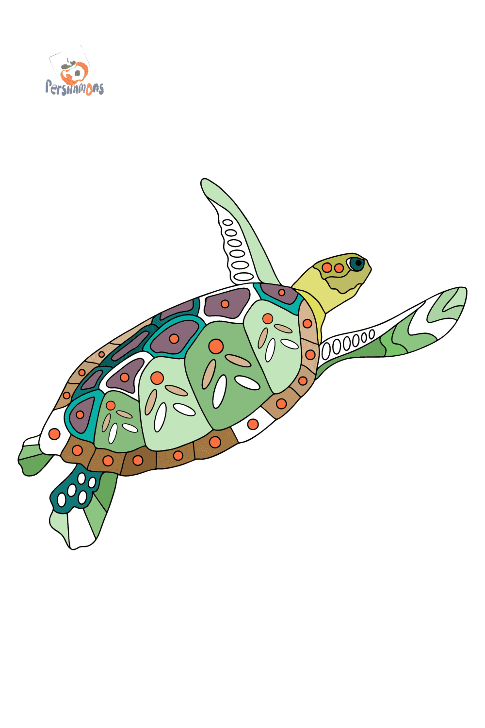 Green sea turtle - Turtles coloring pages for Adults online