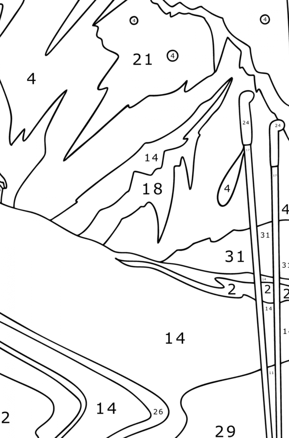 The ski resort of France coloring page | Coloring-for-Adults.com