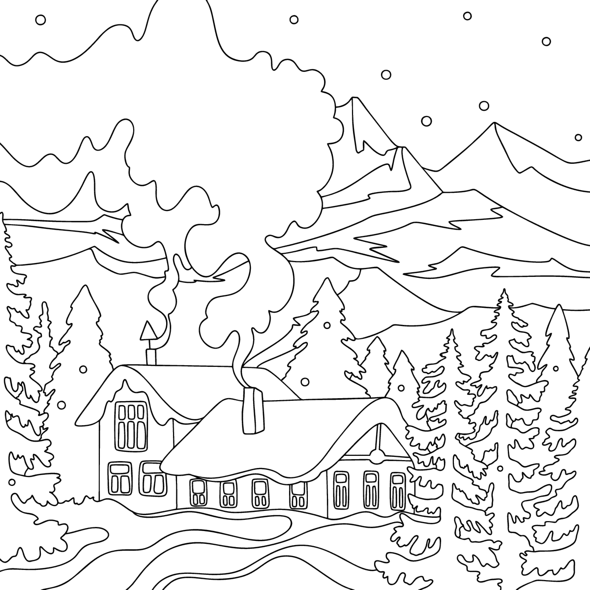 Winter in Sweden coloring page | Coloring-for-Adults.com