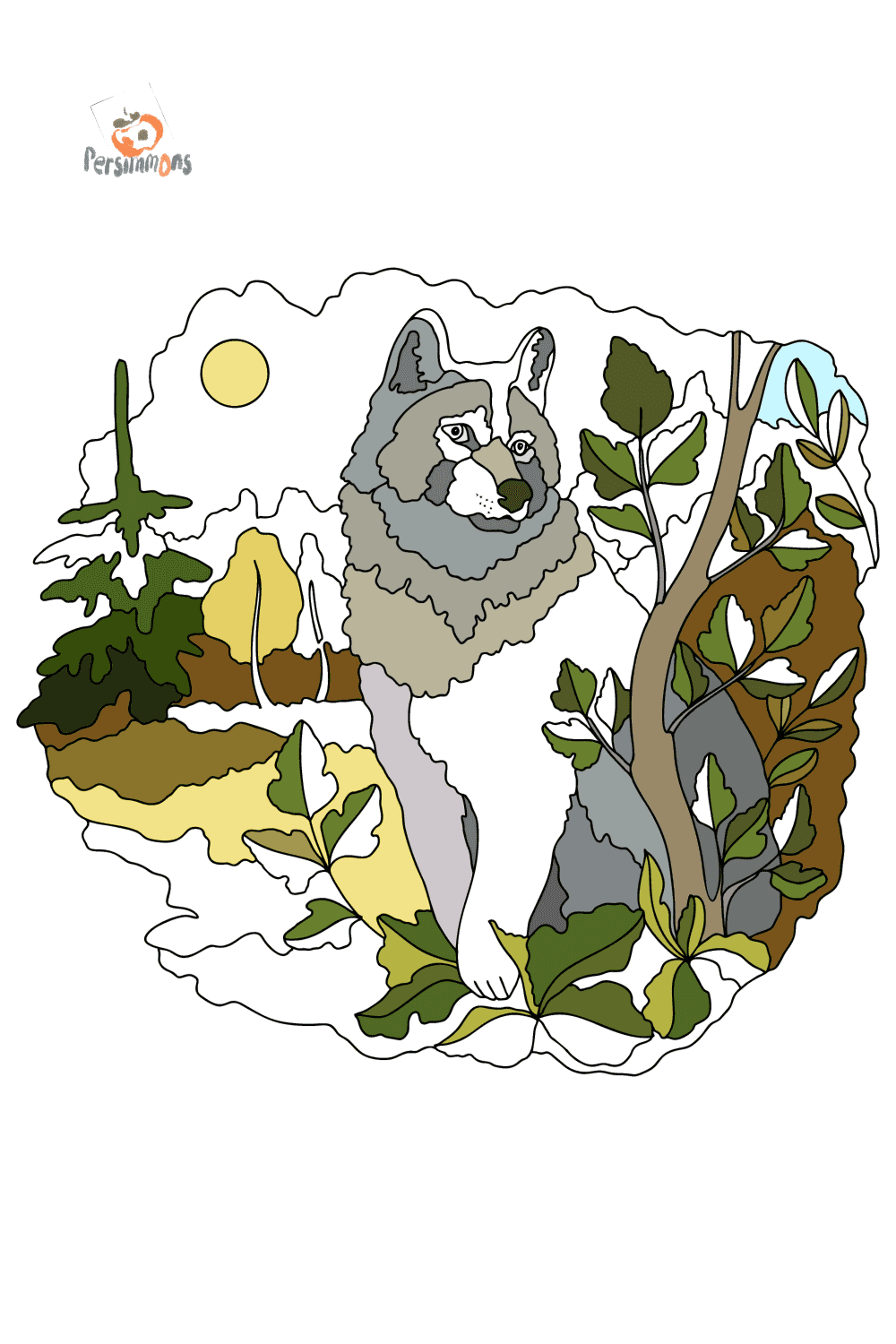 Ensom ulv Tegning til fargelegging - Coloring-for-Adults.com