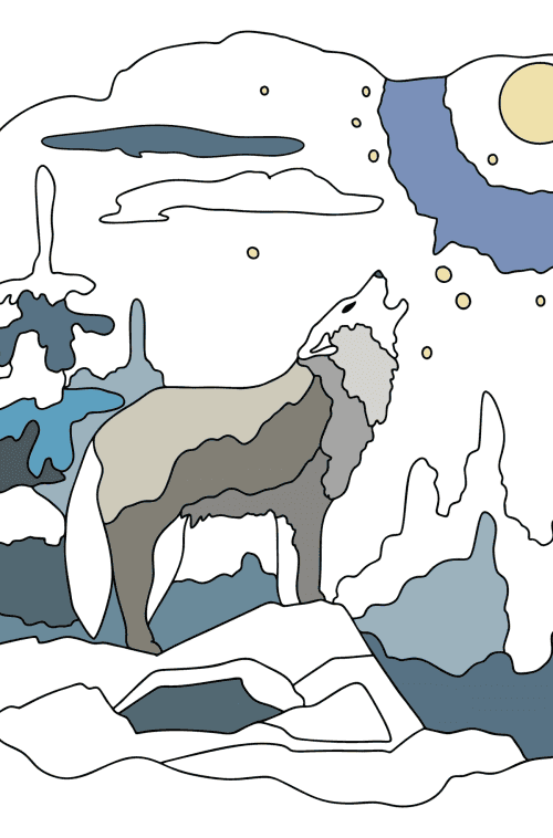 Lone wolf - Wolves coloring pages for Adults online and printable