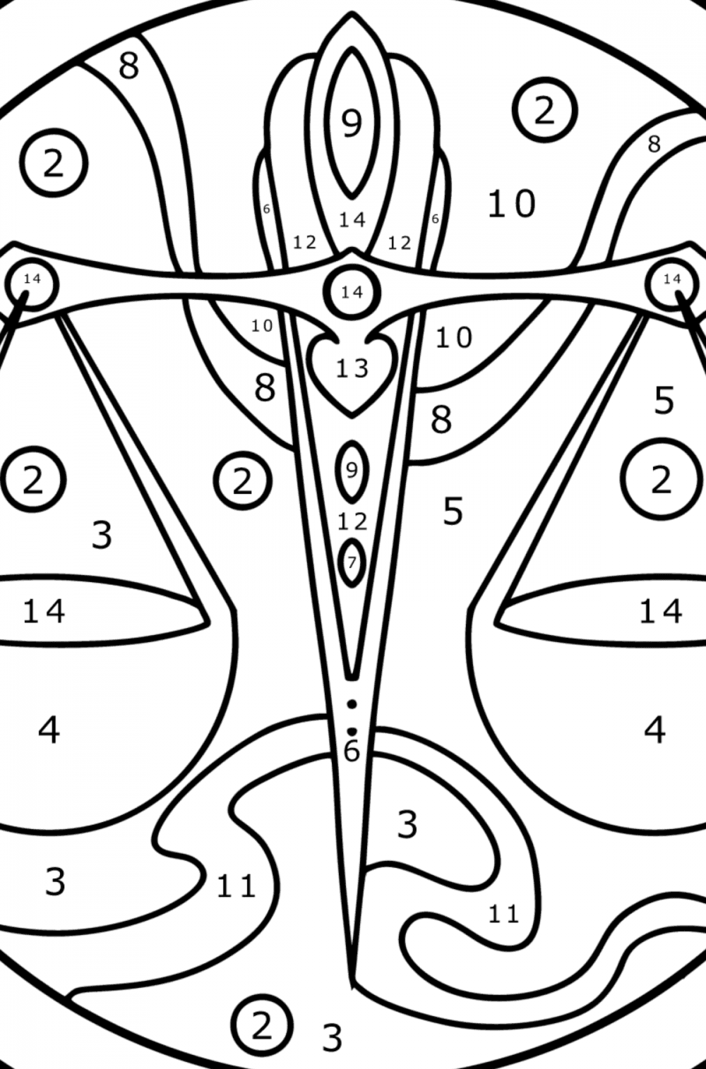 Libra Zodiac sign - Zodiac signs coloring pages for Adults online