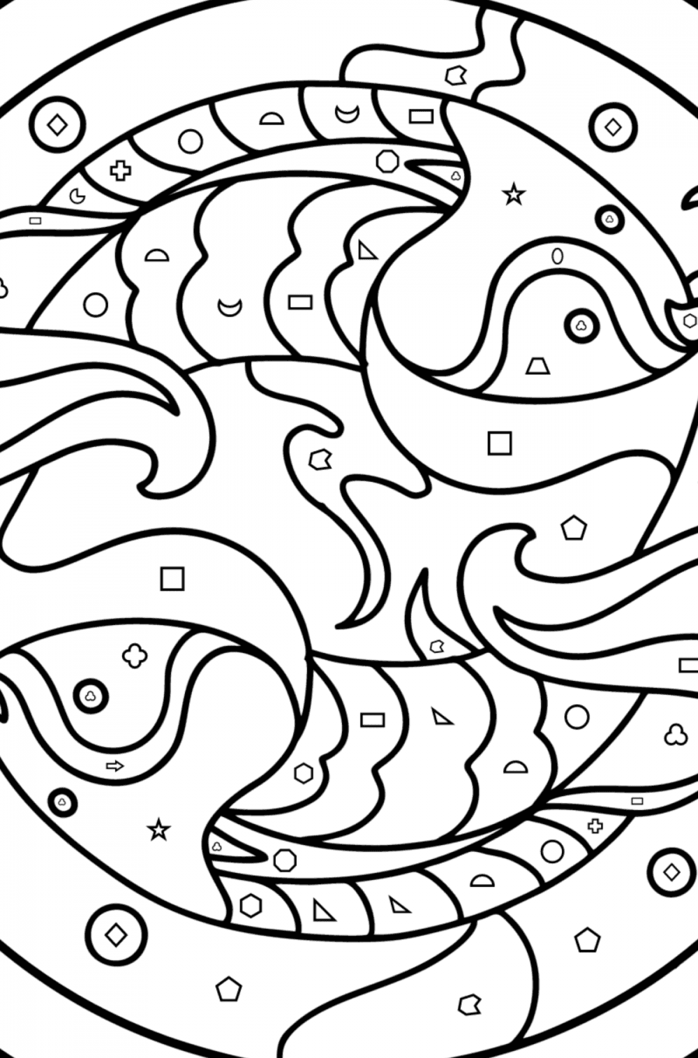Pisces zodiac sign - Zodiac signs coloring pages for Adults online